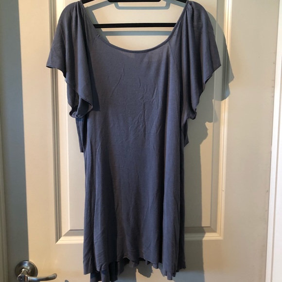 Lavish | Tops | Lavish Gray Ruffle Layered Capped Shirt | Poshmark